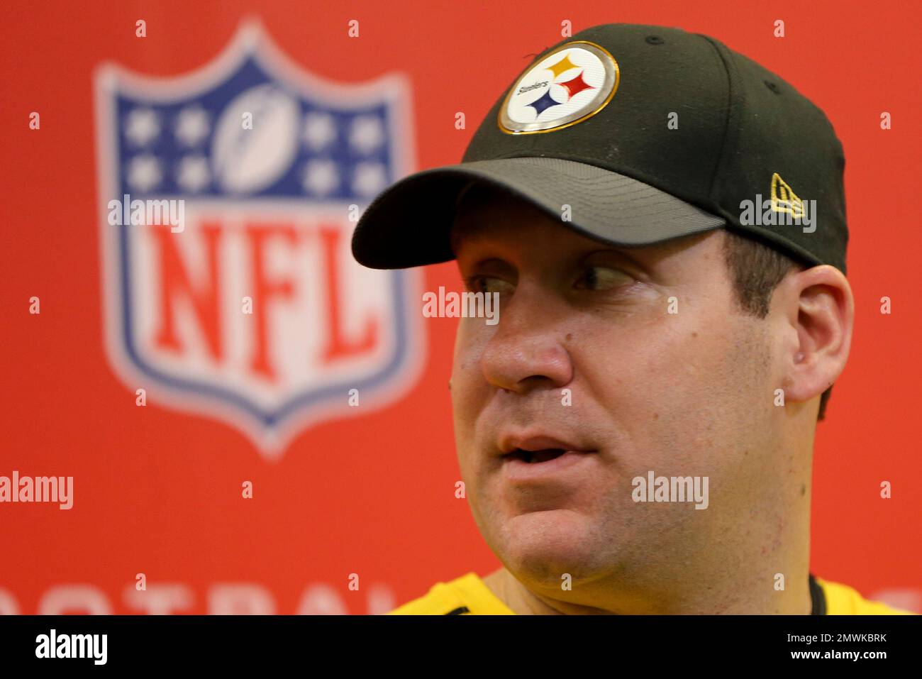 Pittsburgh Steelers quarterback Ben Roethlisberger talks with reporters ...