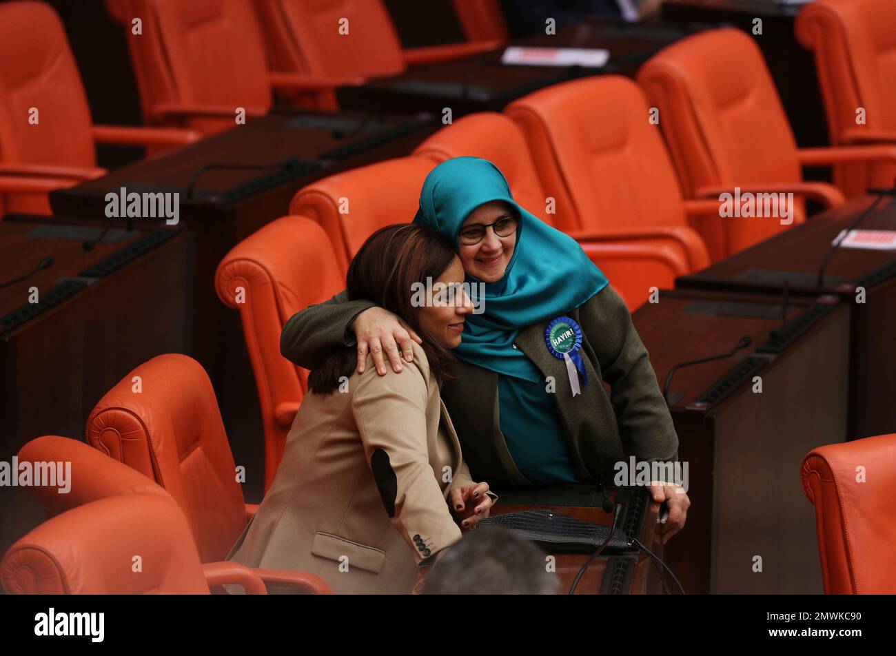 Huda Kaya, right, a legislator with pro-Kurdish Peoples' Democratic ...