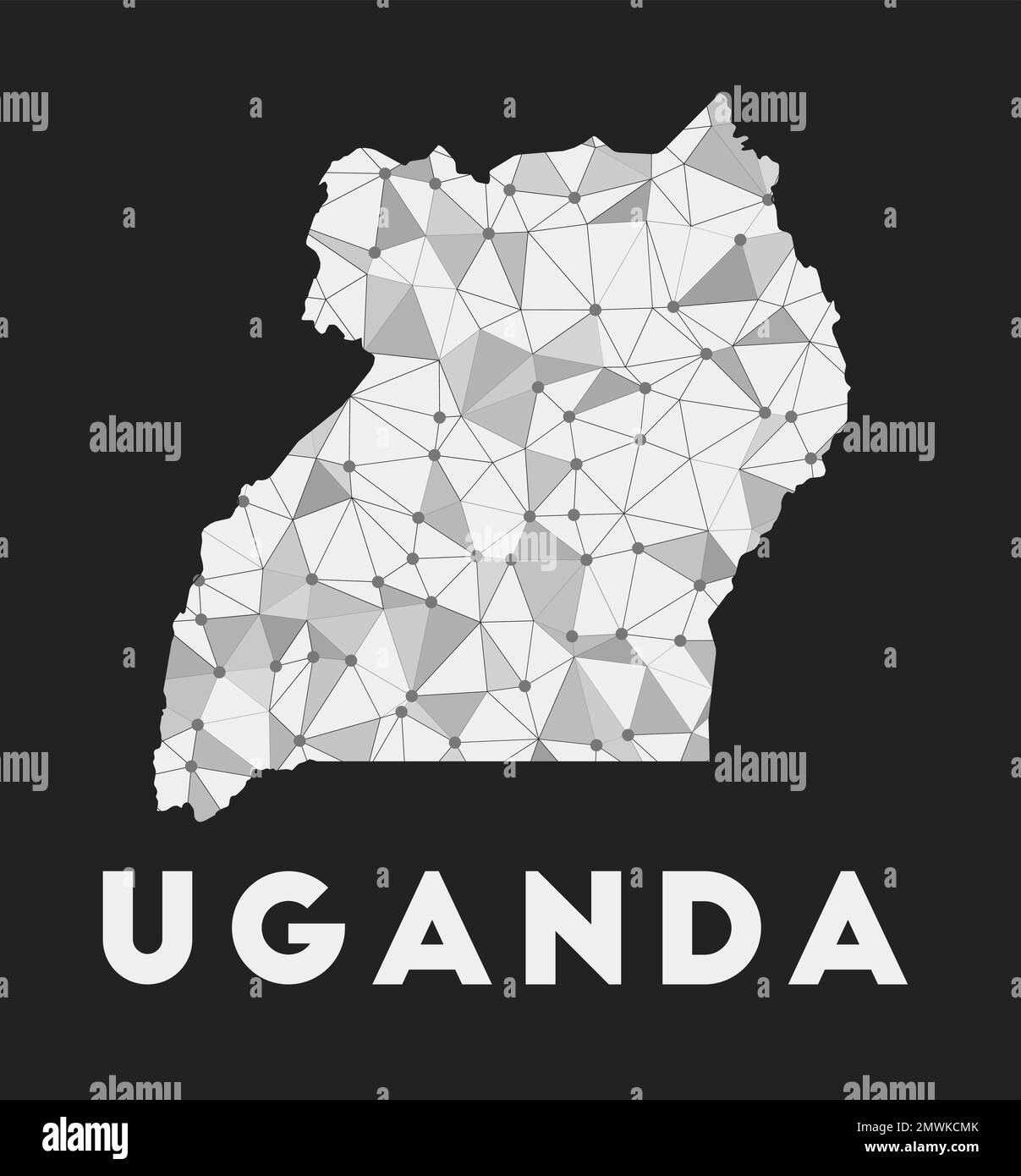 Uganda - communication network map of country. Uganda trendy geometric ...