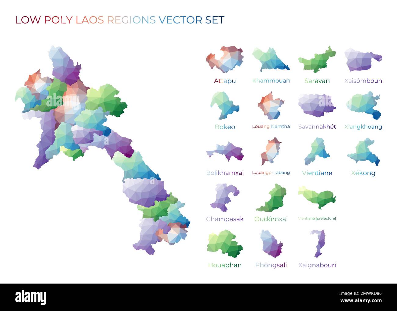 Laos polygonal map hi-res stock photography and images - Alamy