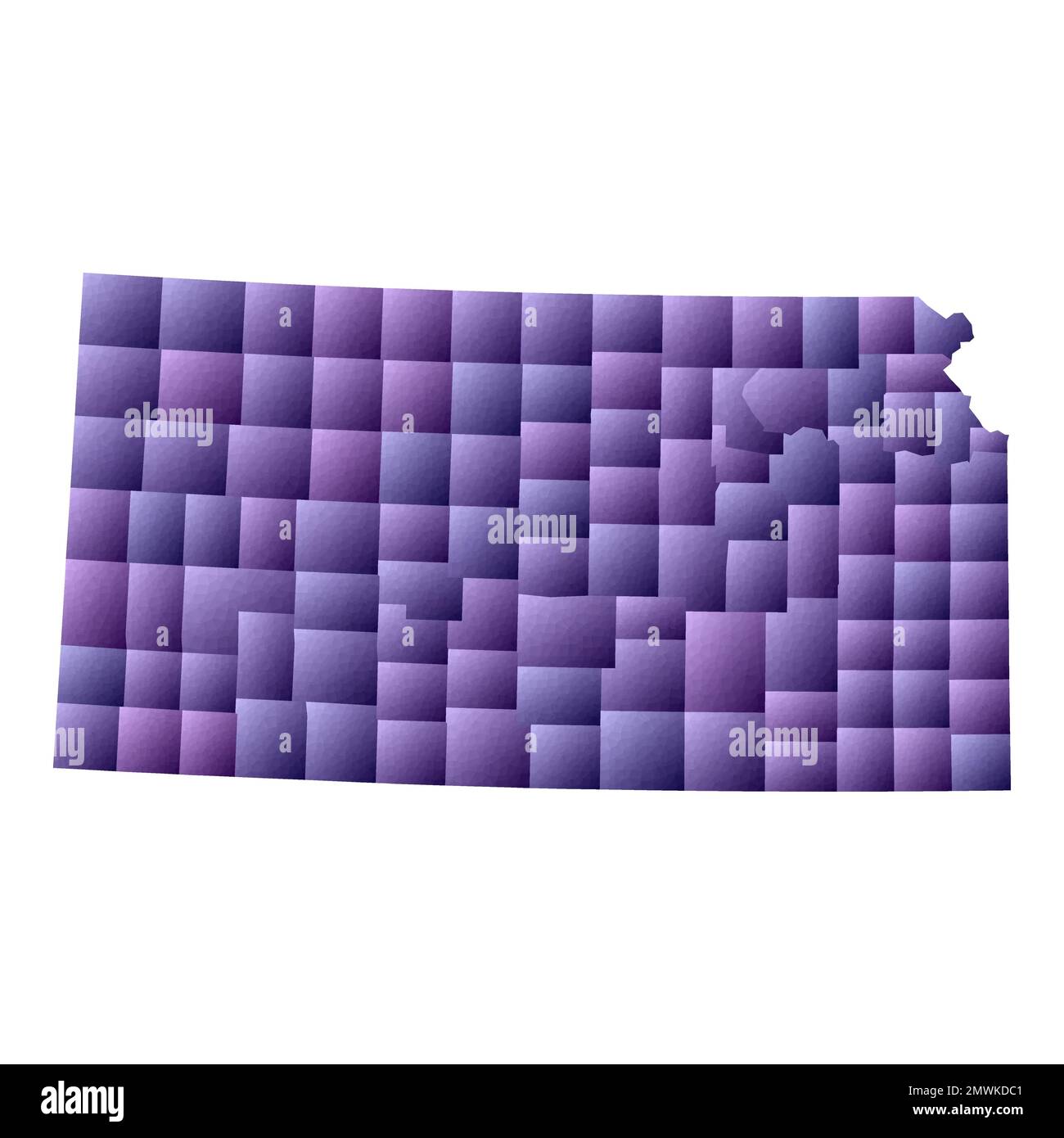 Kansas map. Geometric style US state outline with counties. Bewitching ...