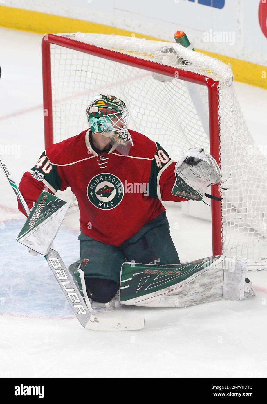 Minnesota Wild goalie Devan Dubnyk plays against the New Jersey Devils ...