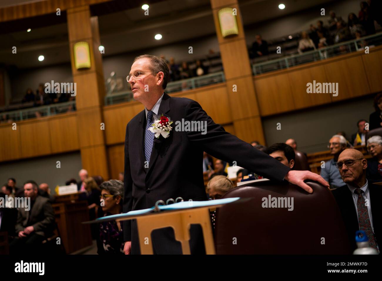 New Mexico Senate Majority Floor Leader Peter Wirth waits to speaks during the opening of the ...