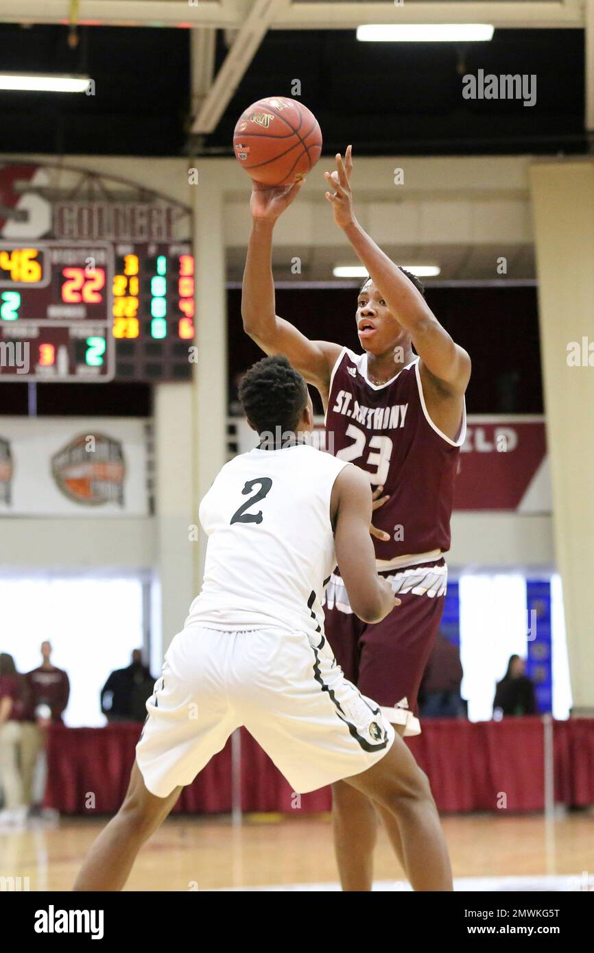 St. Anthony's Charles Bassey #23 in action against Hudson Catholic ...