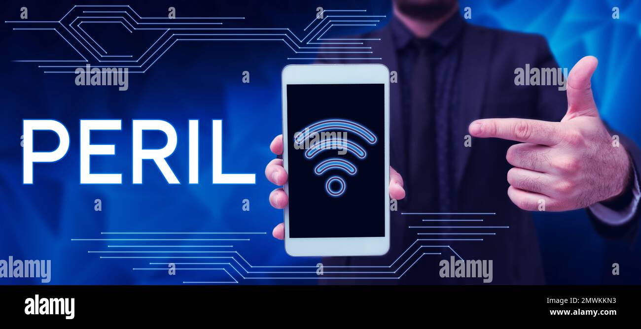 Handwriting text Peril. Word for indicates something extremely ...