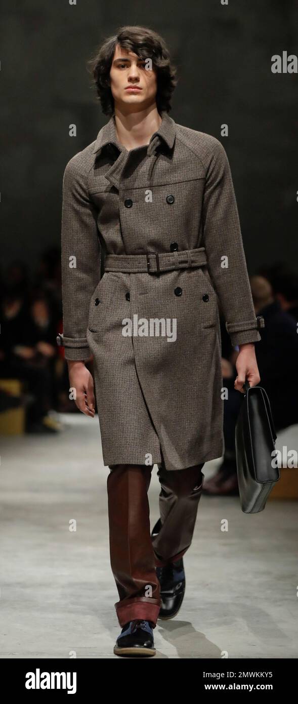 A model wears a creation for Prada men's Fall-Winter 2017-2018 collection, part of the Milan ...