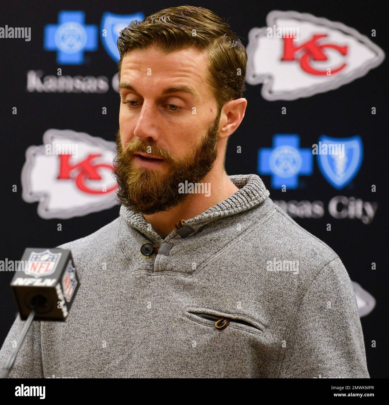 Kansas City Chiefs quarterback Alex Smith speaks during a news ...