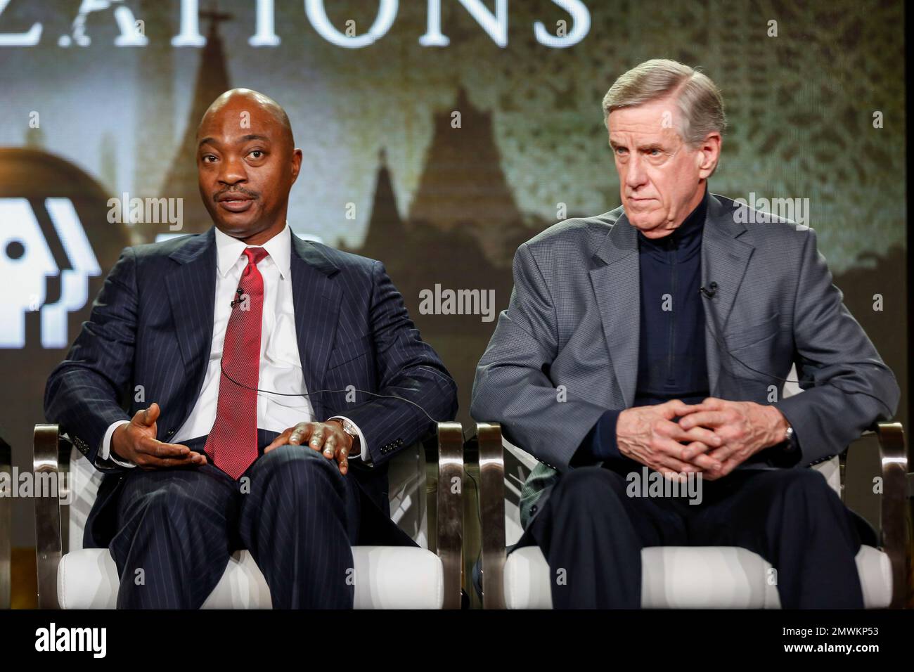Emmanuel Akyeampong, left, and Christopher Ehret speak at the PBS's ...