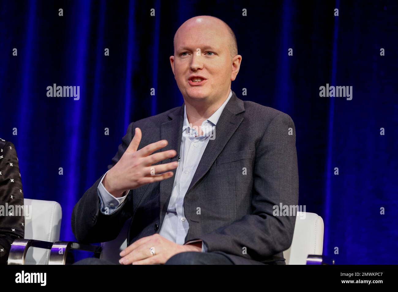 Mike Bartlett speaks at the PBS's Masterpiece series "King Charles III ...