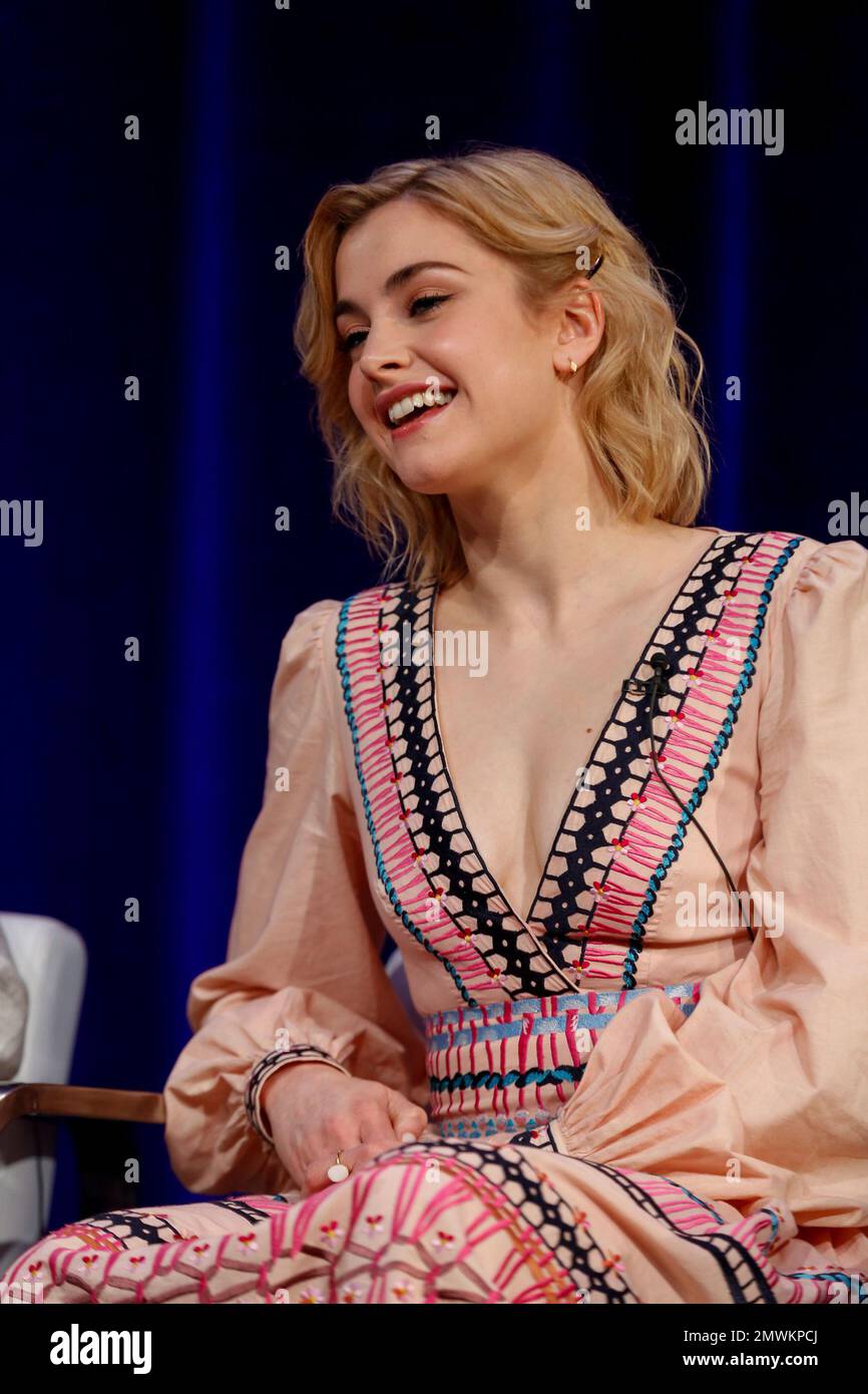 Stefanie Martini speaks at the PBS's Masterpiece series "Prime Suspect" panel at the 2017 ...
