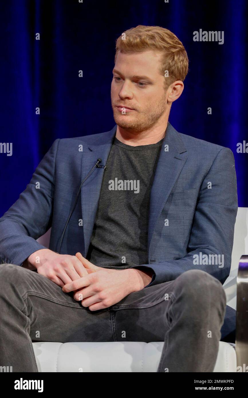 Sam Reid speaks at the PBS's Masterpiece series "Prime Suspect" panel at the 2017 Television ...