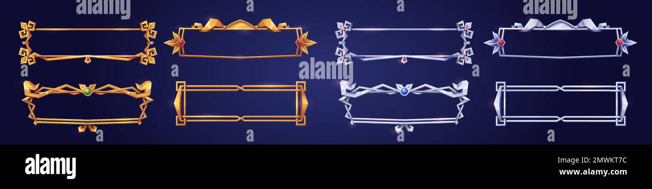 Empty rectangle frames in medieval style for game ui design. Vector ...