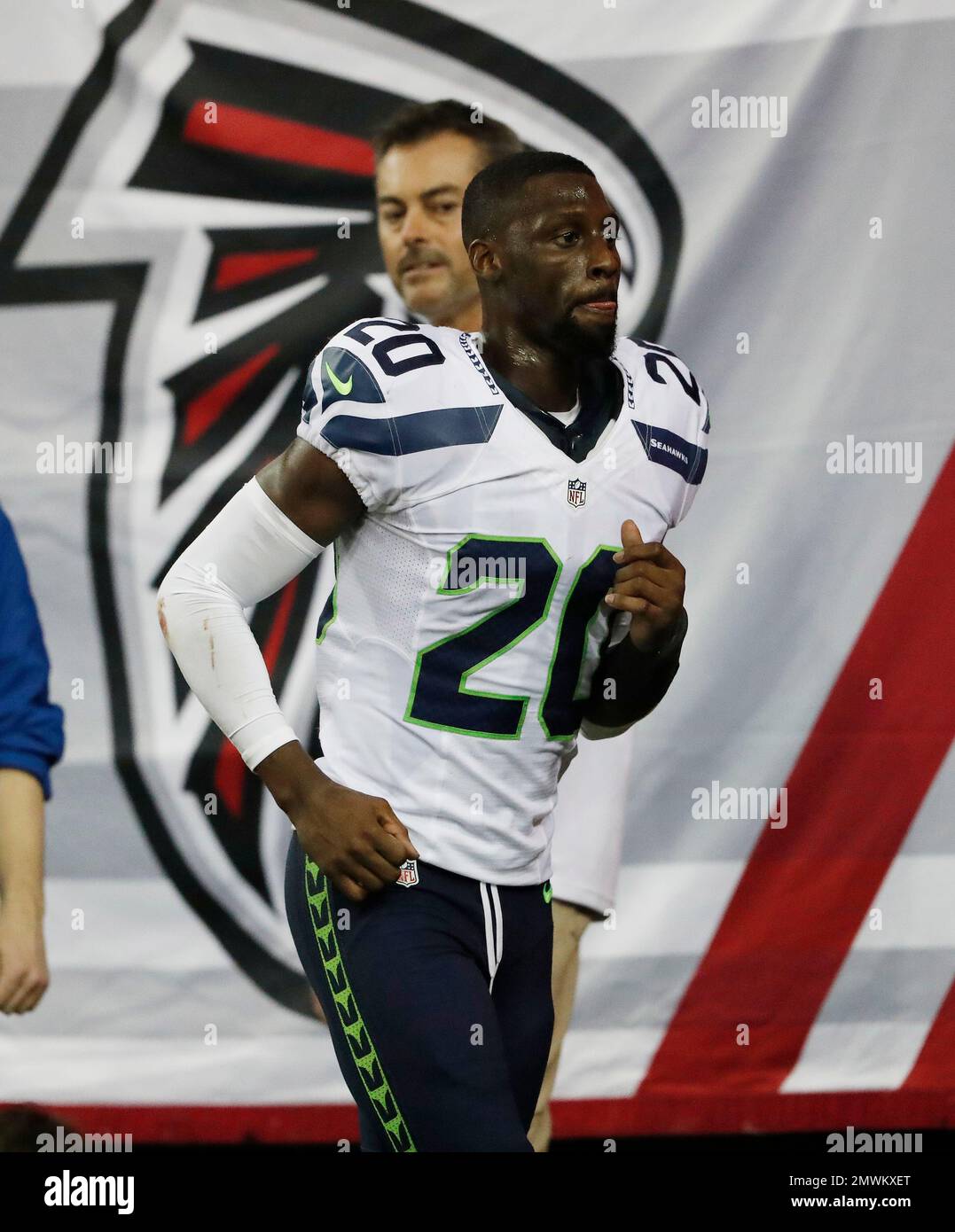 Seattle Seahawks cornerback Jeremy Lane (20) leaves the field after ...