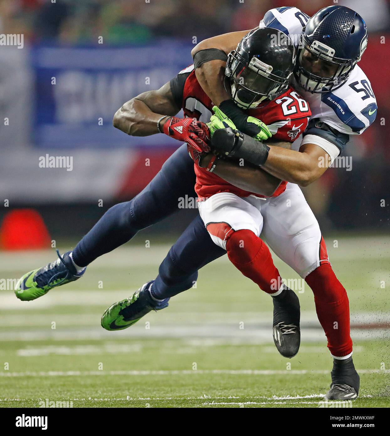 Atlanta Falcons running back Tevin Coleman (26) runs against Seattle ...