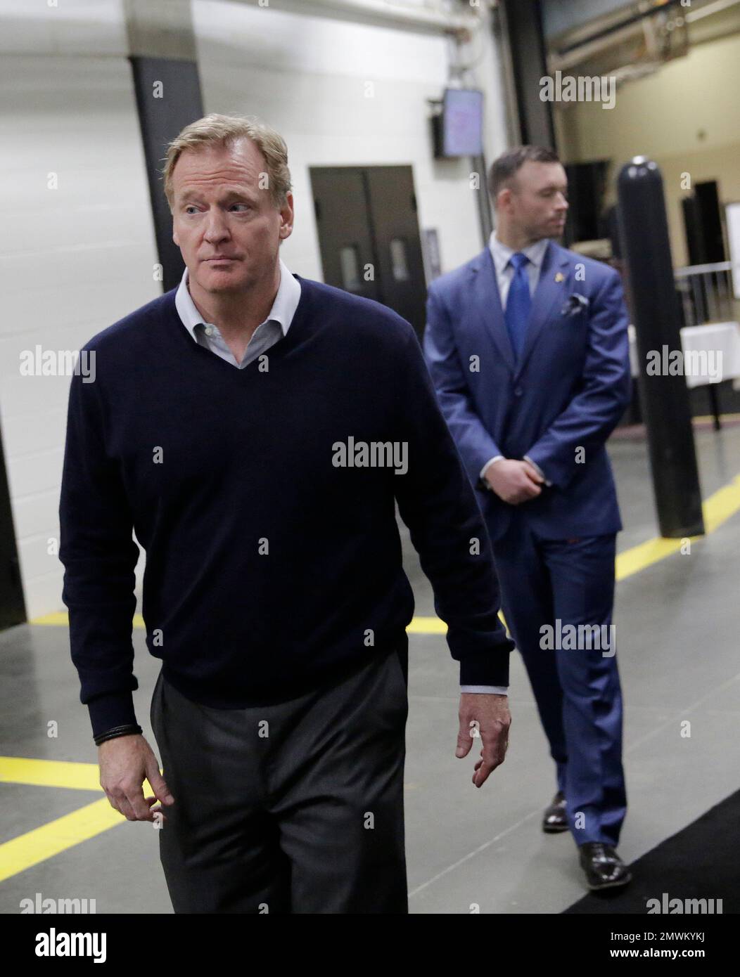 NFL commissioner Roger Goodell walks to the field before the first half ...