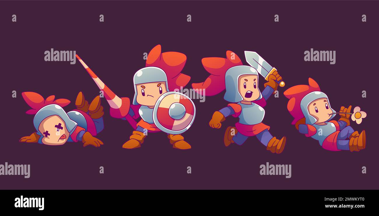 Cute cartoon knight with helmet, medieval warrior isolated on ...