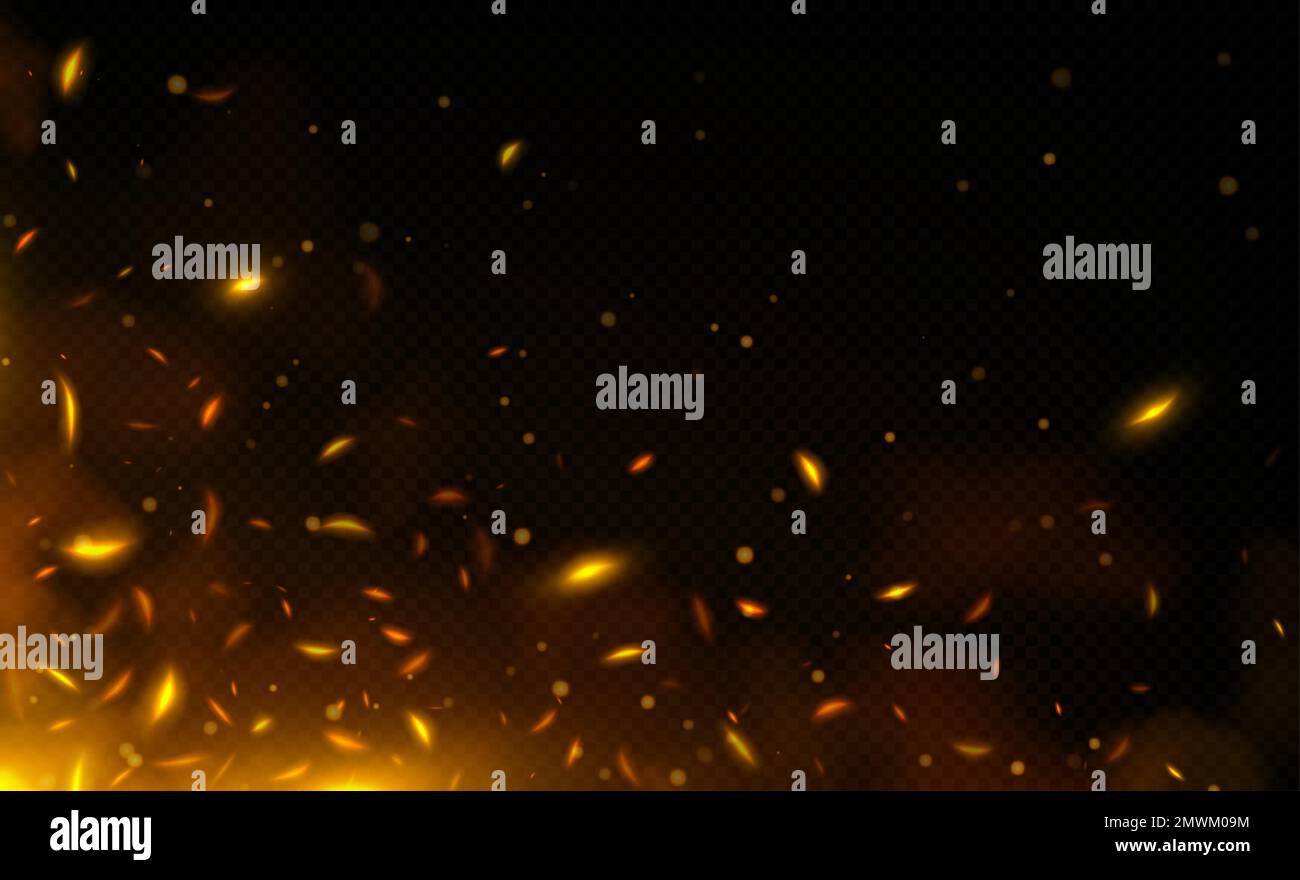 Realistic fire sparks, orange flame light and smoke overlay effect on ...