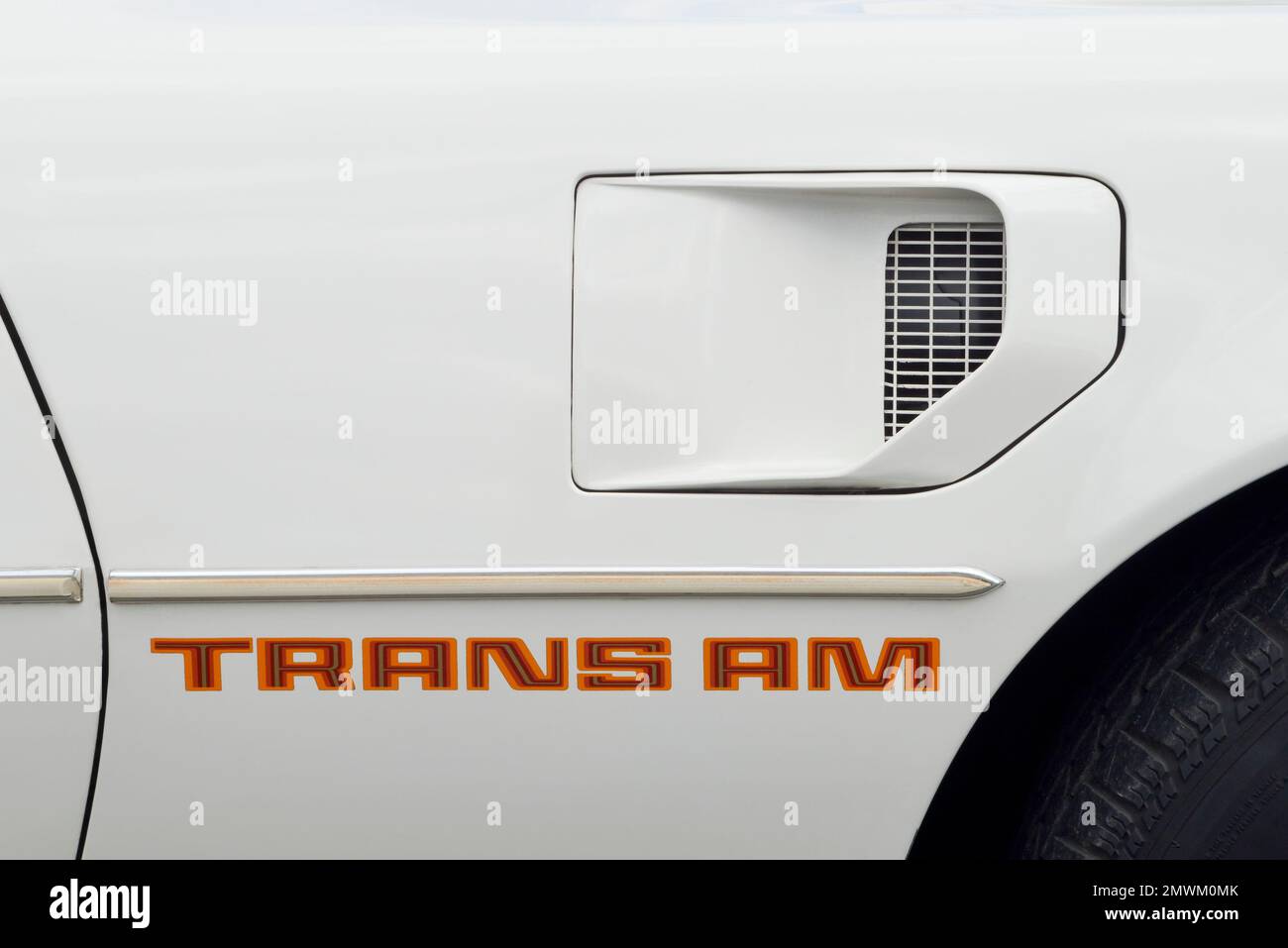 Air-intake and Trans Am lettering on the front fender of a 1979 Pontiac ...