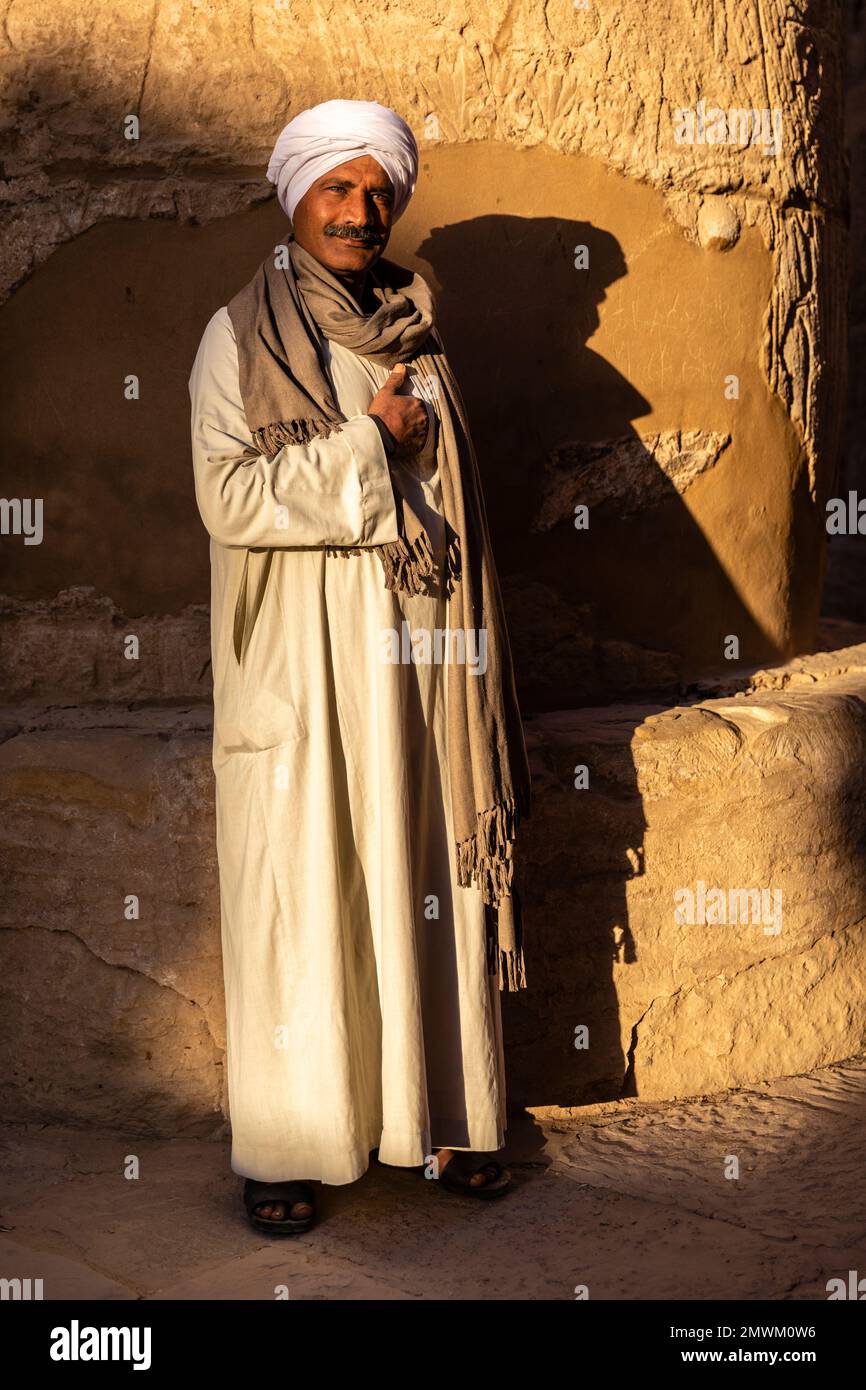 Temple guard during sunrise at Karnak Temple, Luxor, Egypt Stock Photo ...