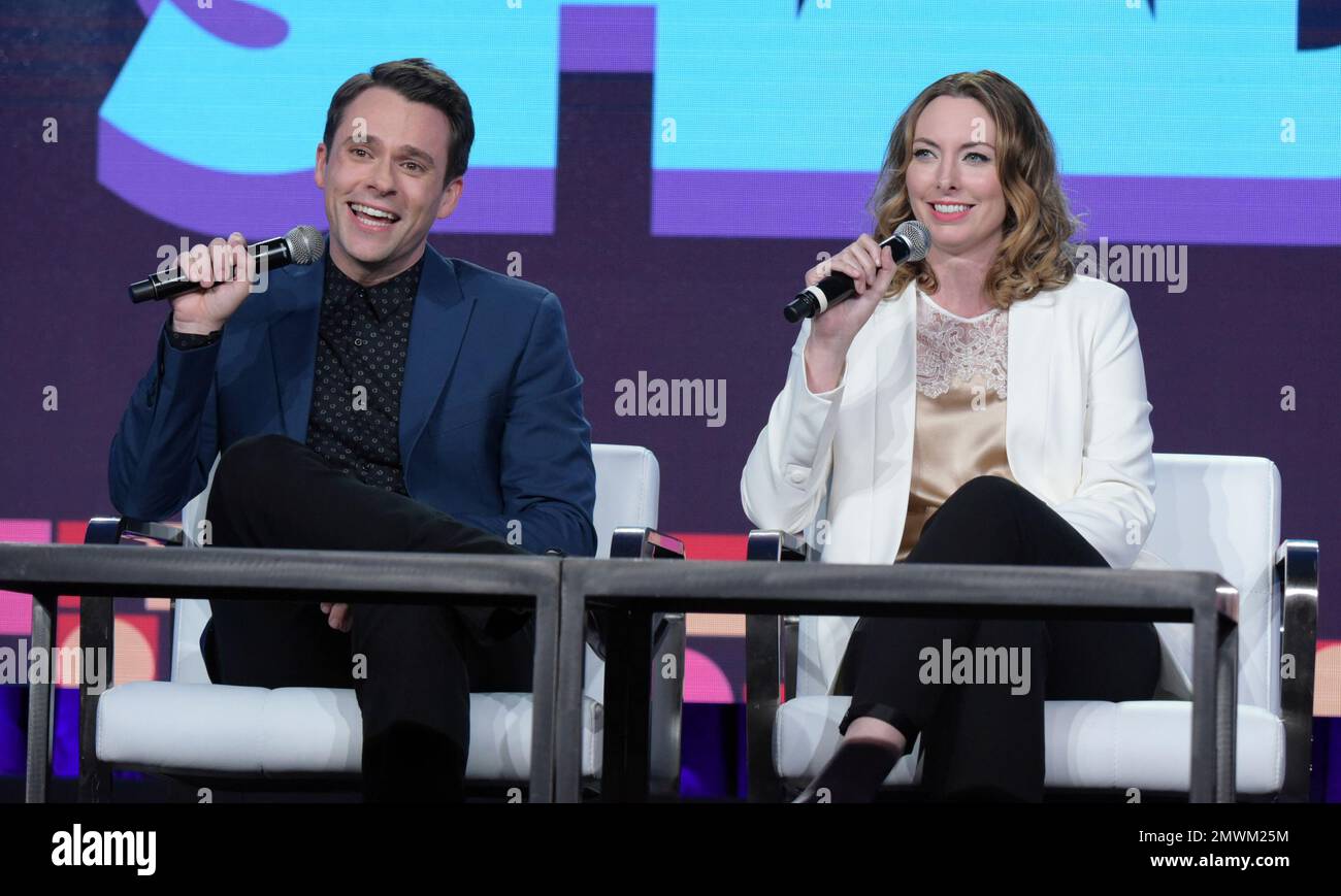 Bryan Safi, left, and Erin Gibson attend the "Throwing Shade" panel at ...
