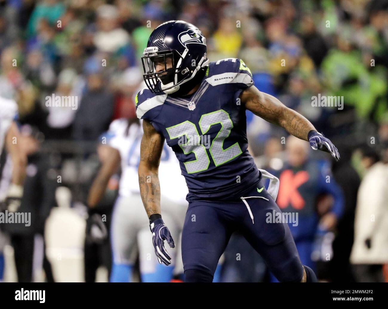 Seattle Seahawks defensive back Jeron Johnson reacts to a play during ...