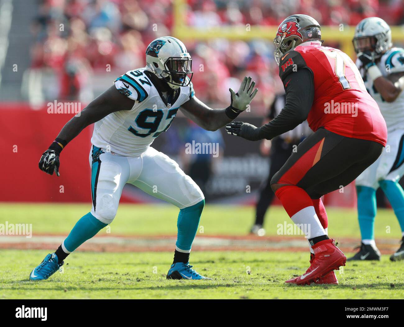 Carolina Panthers defensive end Mario Addison (97) rushes the ...