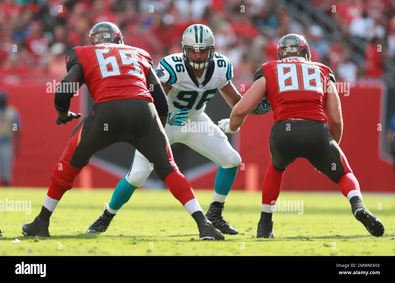Carolina Panthers defensive end Wes Horton (96) rushes the pass as ...