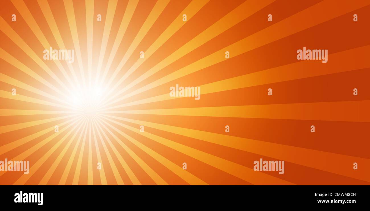 Bright sun on the left side of the sky with sun rays and lens flares in ...