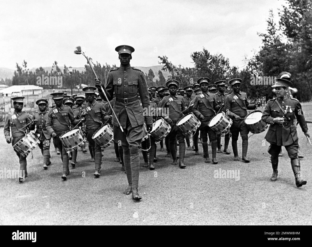 The guard's military band marching through Addis Ababa to the palace in ...