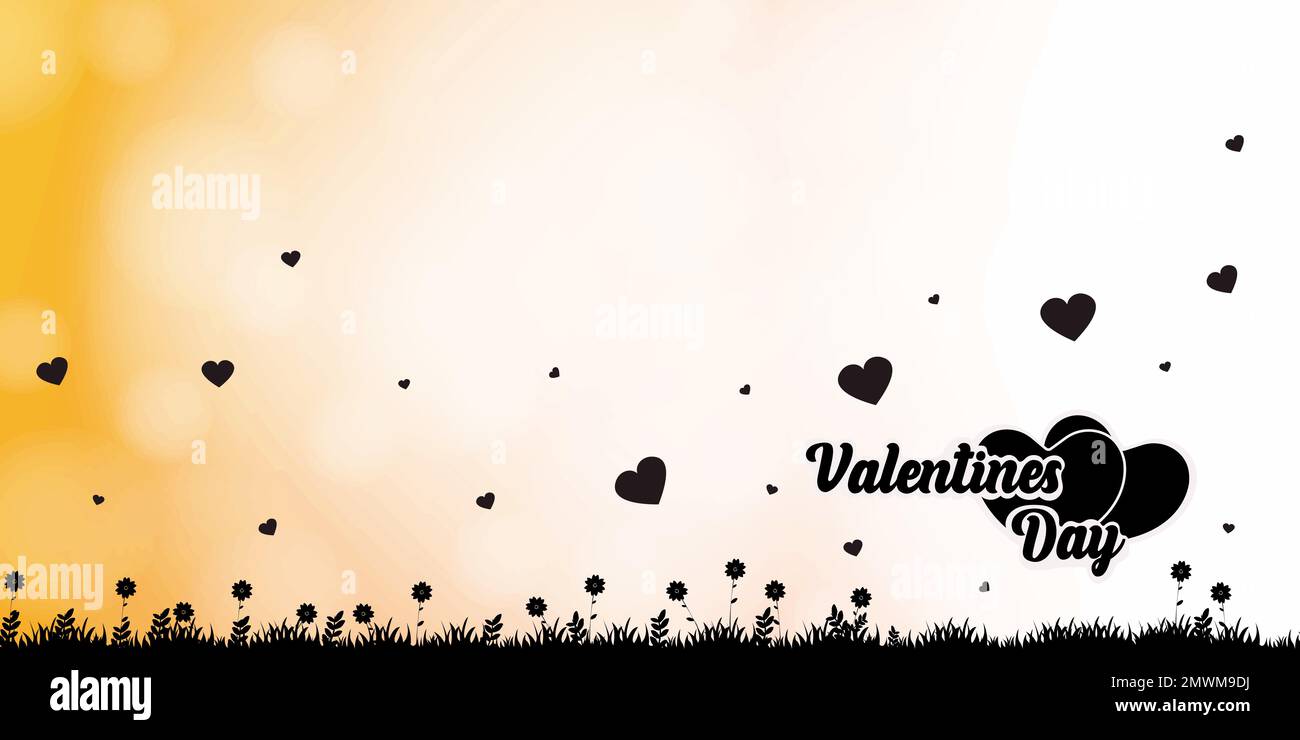Happy Valentines Day header or banner template with flying hearts on ...
