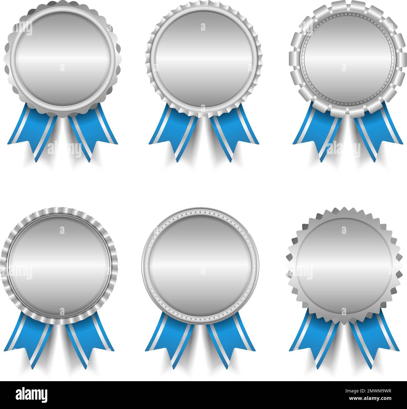 Set of silver medals on white background, vector eps10 illustration ...