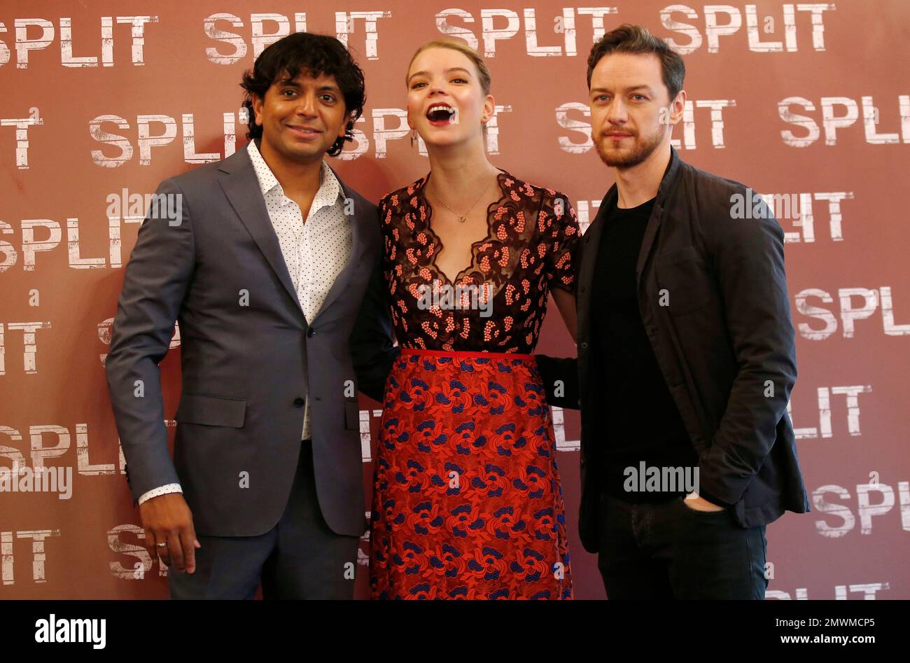 From left, director M. Night Shyamalan, and actors Anya Taylor Joy and ...