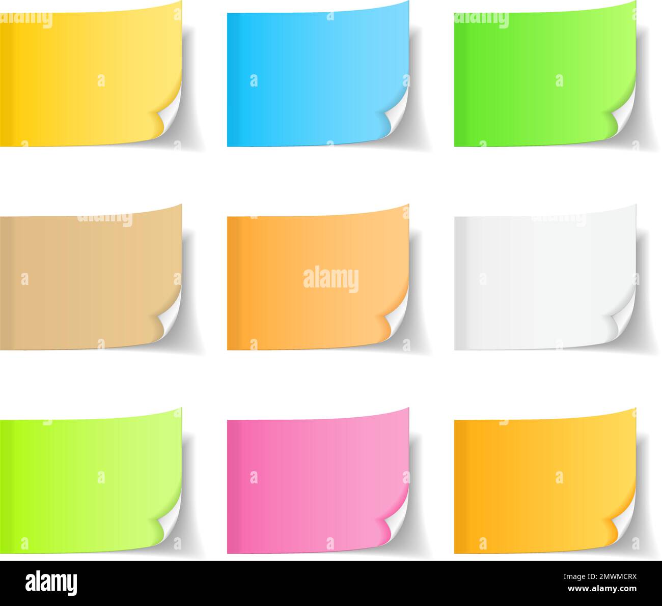 Colored sticky notes with curl, vector eps10 illustration Stock Vector ...