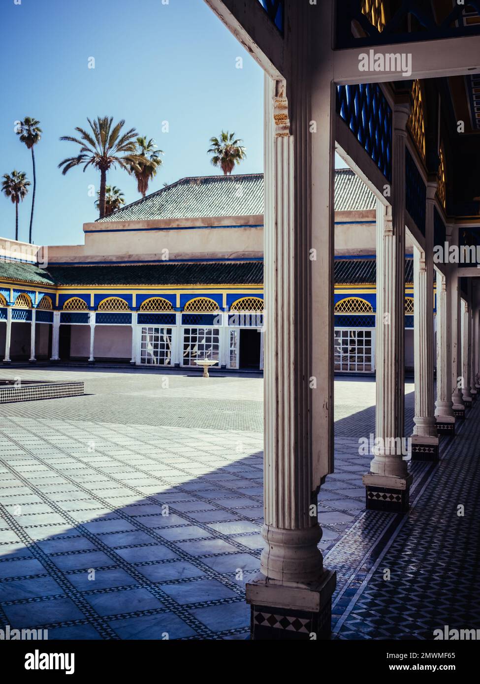 An exterior of the white building under the sun light in Morocco Stock ...