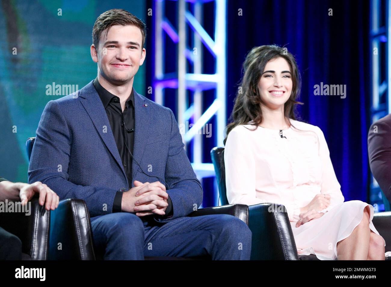 Burkely Duffield, left, and Dilan Gwen speak at the "Beyond" panel at ...