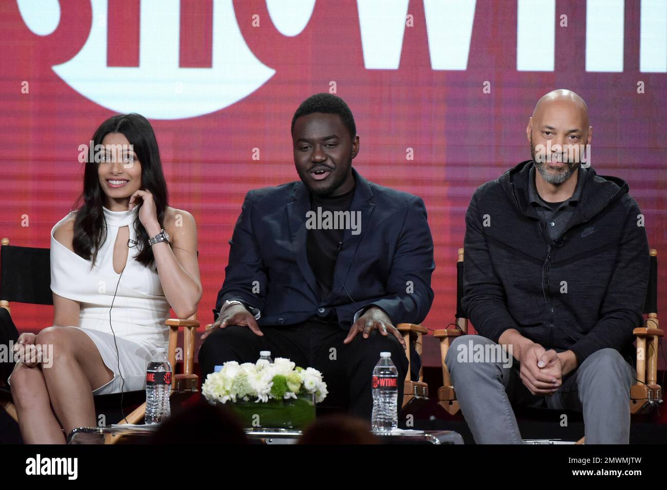 Freida Pinto, from left, Babou Ceesay and John Ridley attend the ...