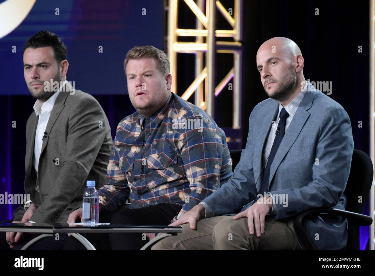 Ben Winston, from left, James Corden and Eric Pankowski attend "Carpool ...