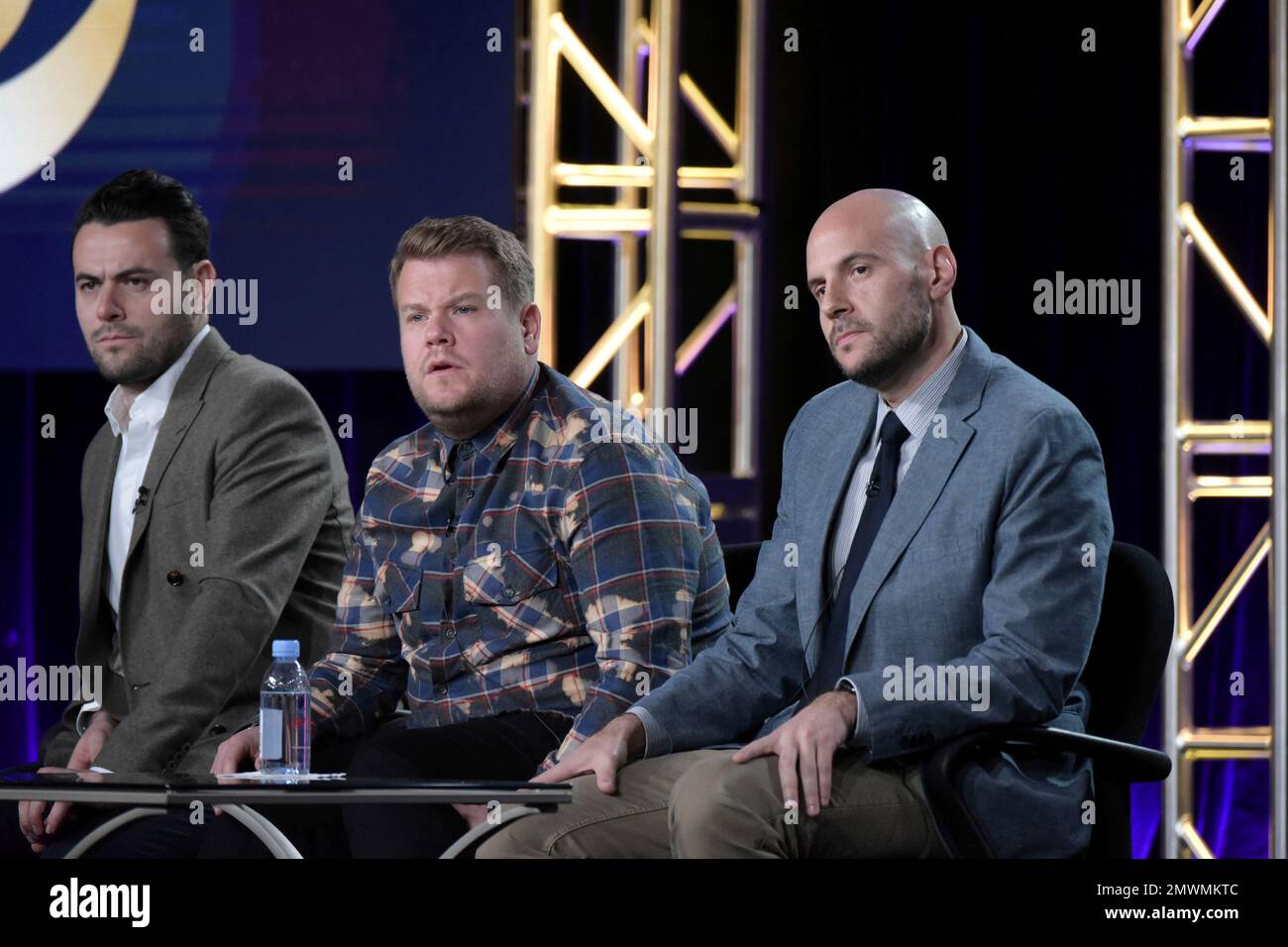 Ben Winston, from left, James Corden and Eric Pankowski attend "Carpool ...