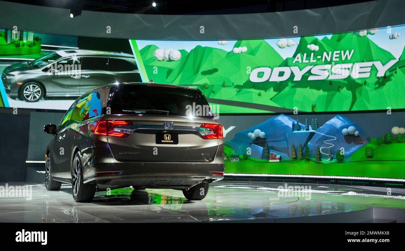 A view of the rear hatch of the new Honda Odyssey minivan at the North ...