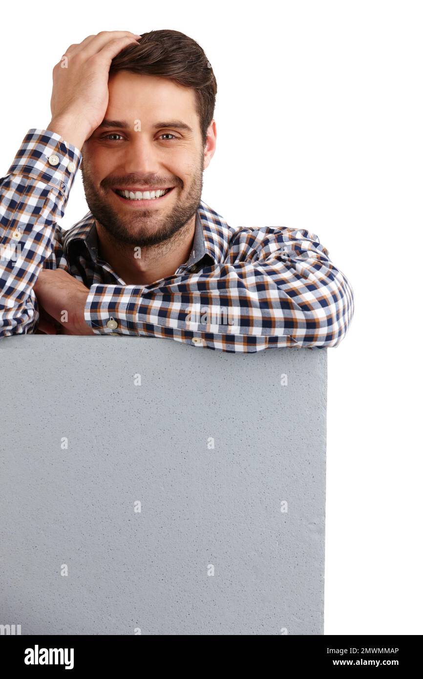 You couldnt ask for a better ad placement. Studio portrait of a ...