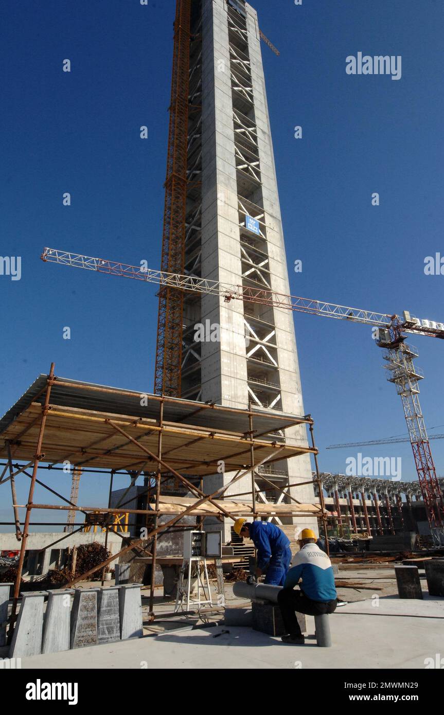 Workers at the Grand Mosque of Algiers is under construction in the ...