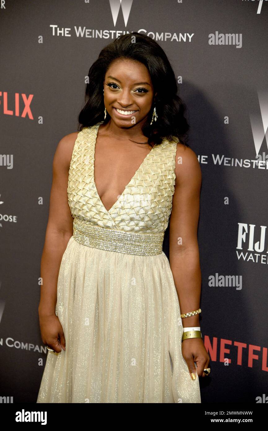 Simone Biles arrives at The Weinstein Company and Netflix Golden Globes ...