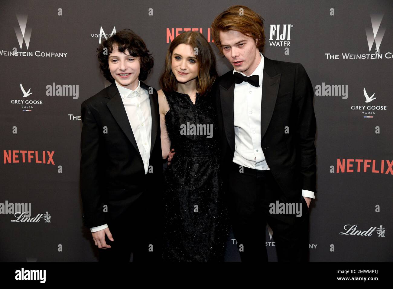 Finn Wolfhard, from left, Natalia Dyer and Charlie Heaton arrive at The ...