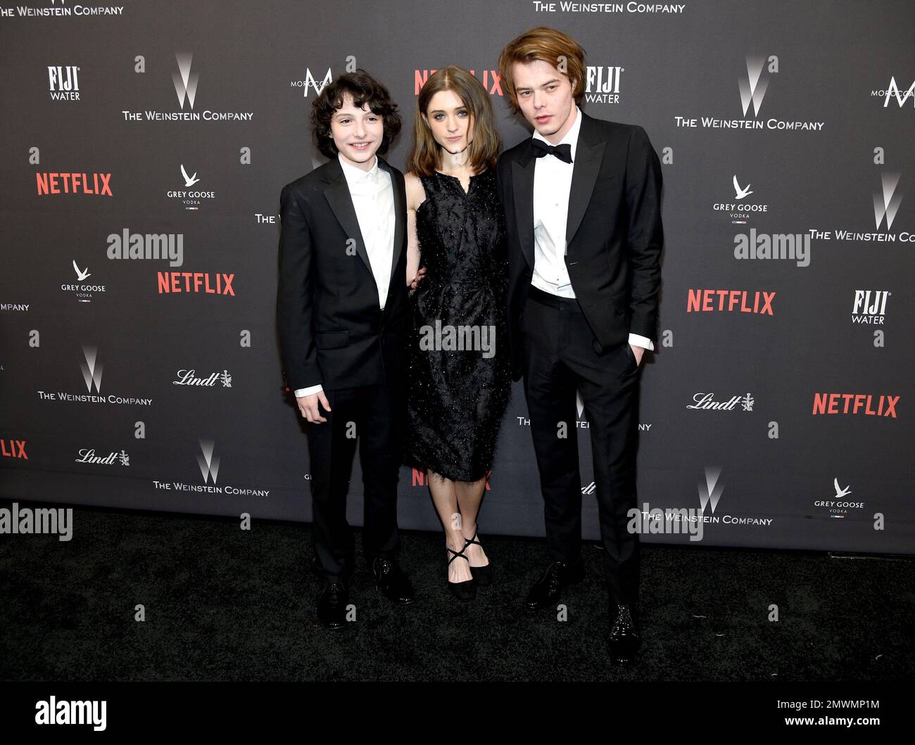 Finn Wolfhard, from left, Natalia Dyer and Charlie Heaton arrive at The ...