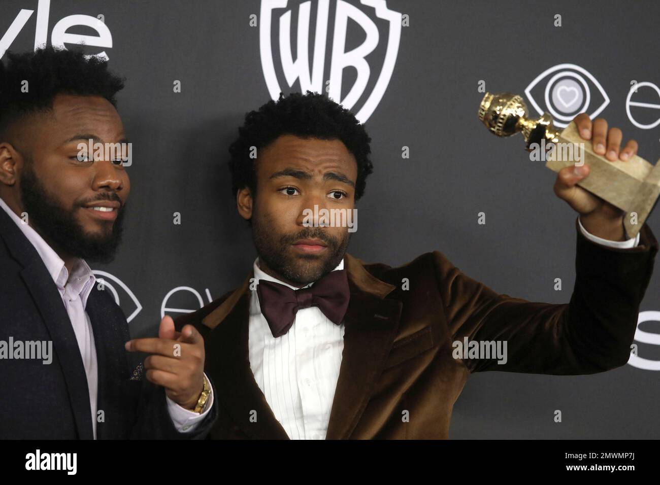 Stephen Glover,left, and Donald Glover arrive at the InStyle and Warner ...