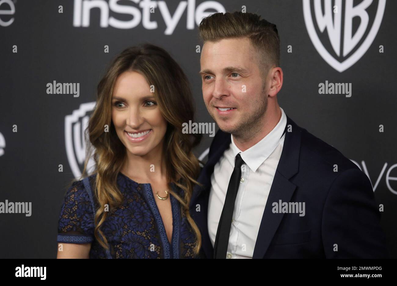 Ryan Tedder, right, and Genevieve Tedder arrive at the InStyle and ...