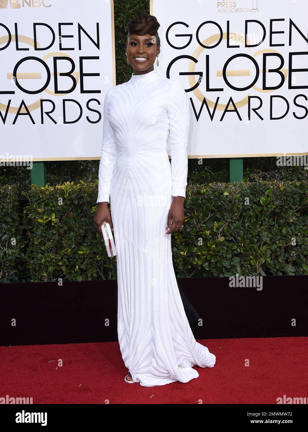 Issa Rae arrives at the 74th annual Golden Globe Awards at the Beverly ...