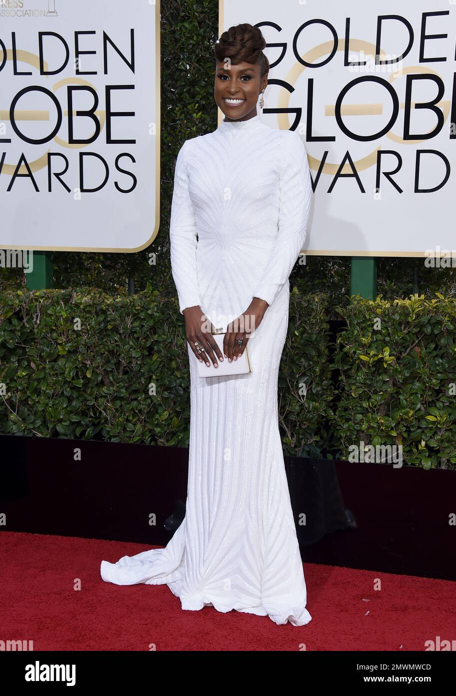 Issa Rae arrives at the 74th annual Golden Globe Awards at the Beverly ...