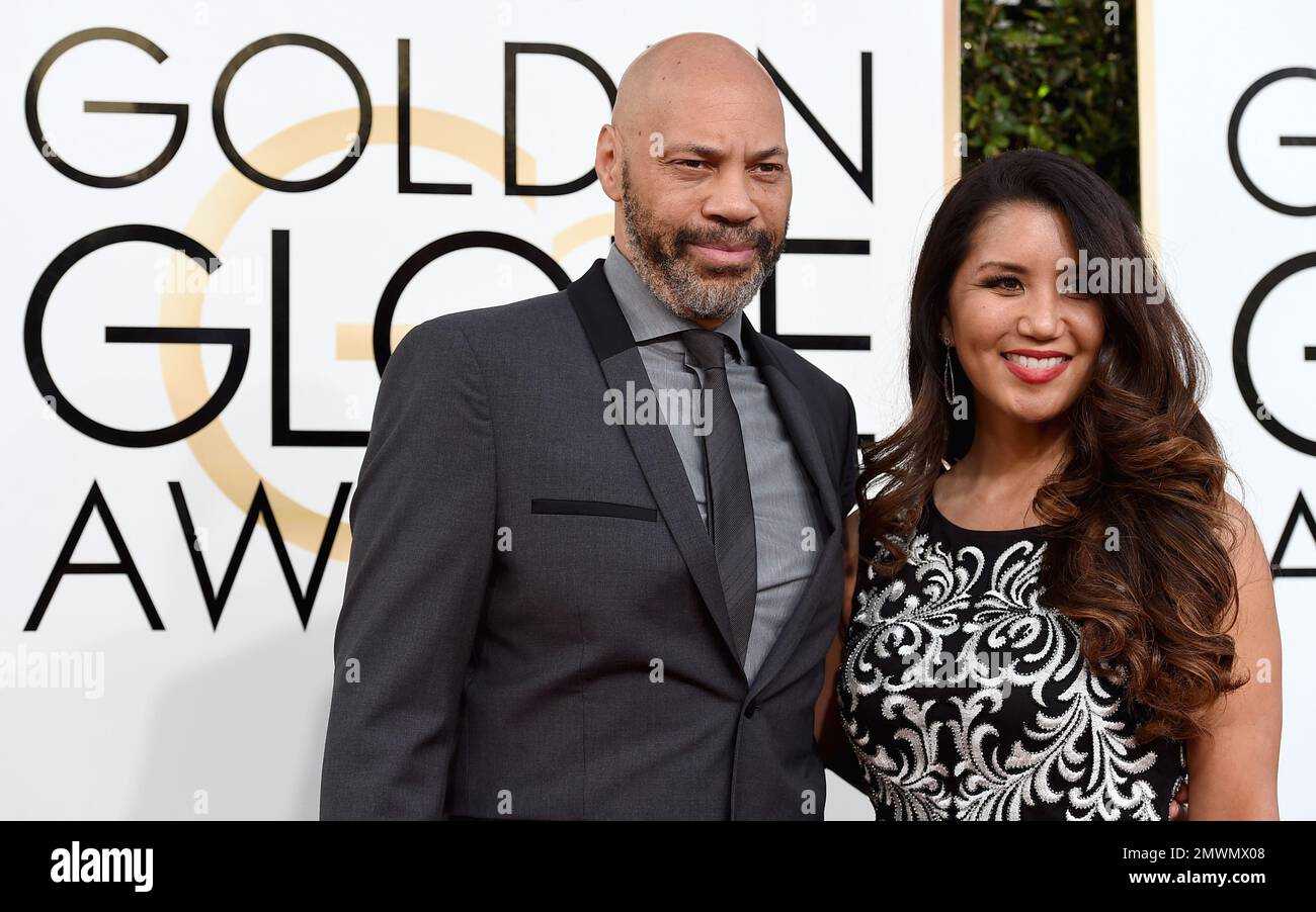 John Ridley, left, and Gayle Ridley arrive at the 74th annual Golden ...