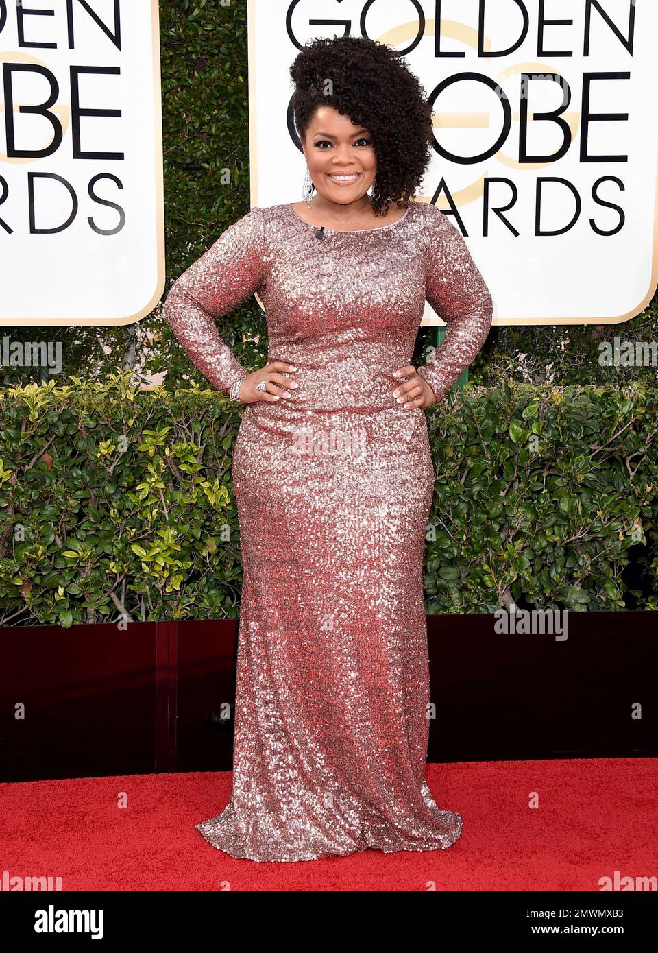 Yvette Nicole Brown arrives at the 74th annual Golden Globe Awards at ...